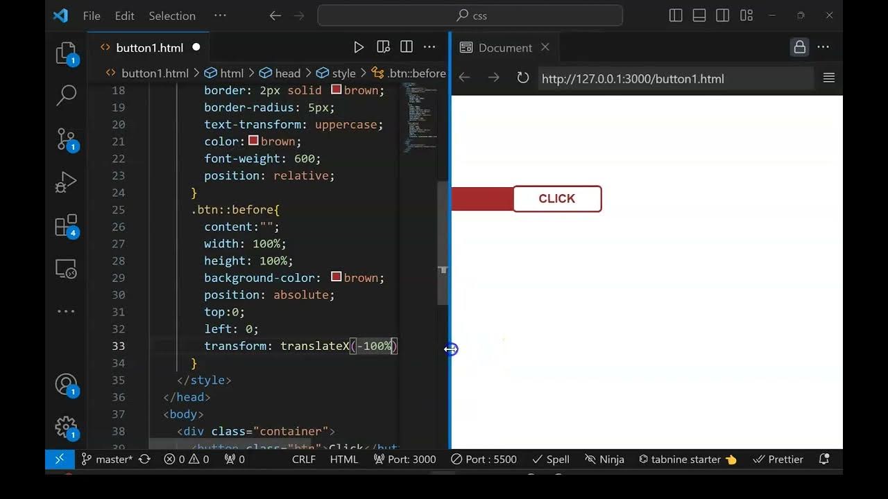 css3 animated button - YouTube