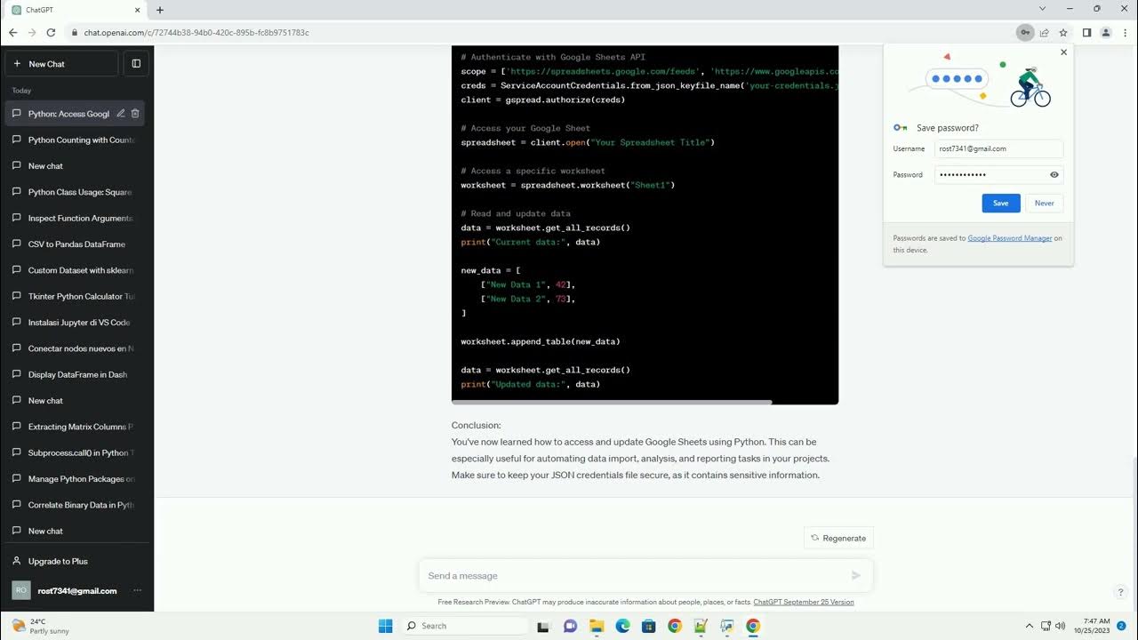 Accessing google sheet and update it via Python - YouTube
