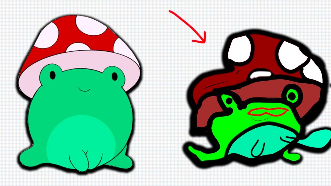 Me trying to draw a frog with a mushroom hat! But i draw badly ...