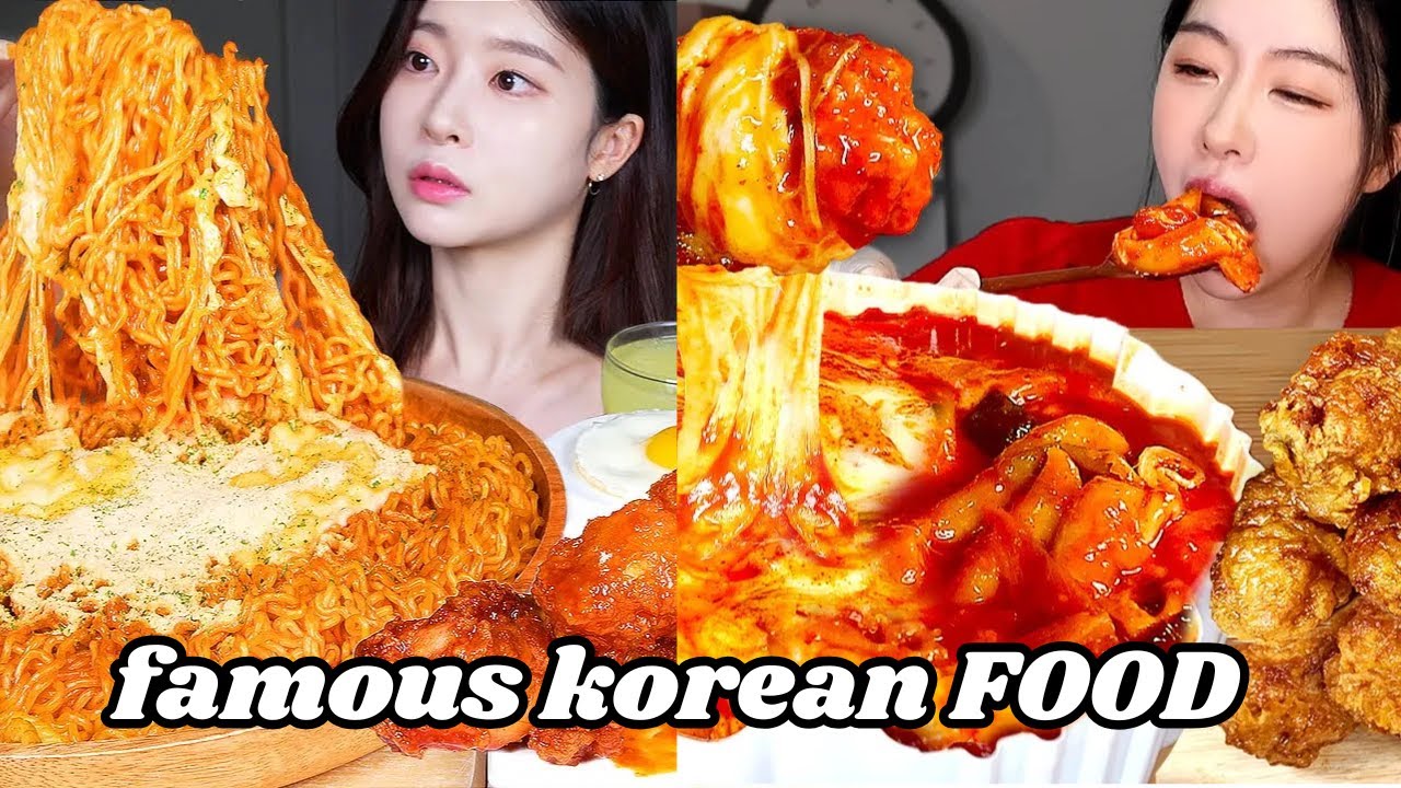 FAMOUS Korean FOOD Mukbang ASMR 🥖🍗🍜 - YouTube
