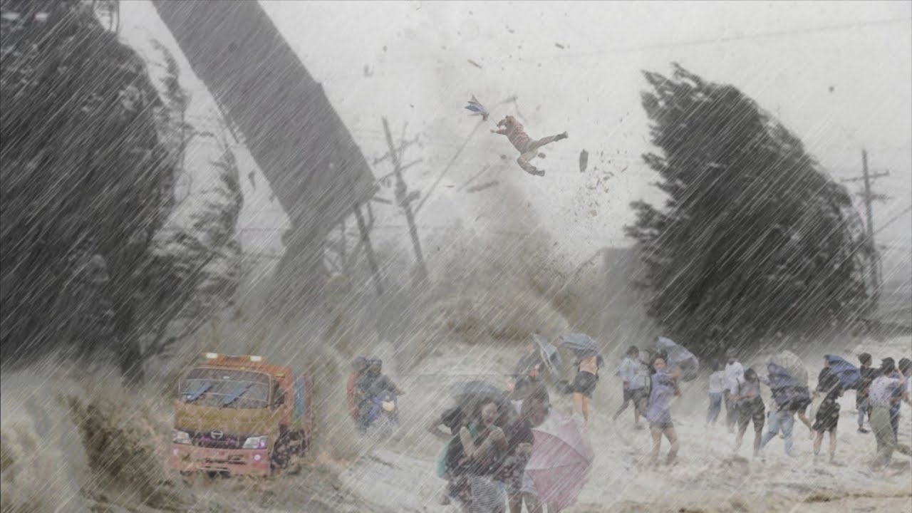 Crazy Storm! The Most Extreme Monster Hurricane Hit Traditional Village ...