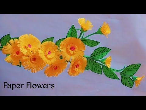 Easy Paper Craft 🌼 - DIY Yellow Paper flower - Home Decor ideas ...