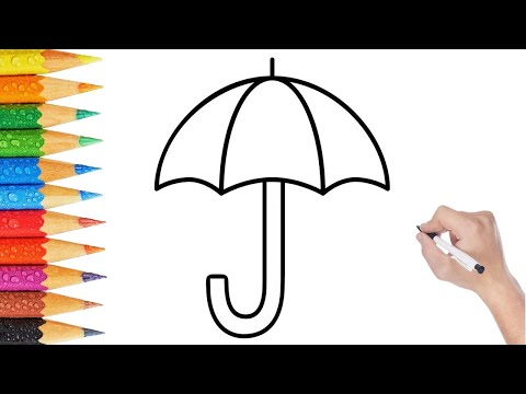 Kolay Sevimli Şemsiye Resmi Çizimi, Sevimli Resim Çizimleri, Şemsiye Nasıl Çizilir, Resim Çizimi