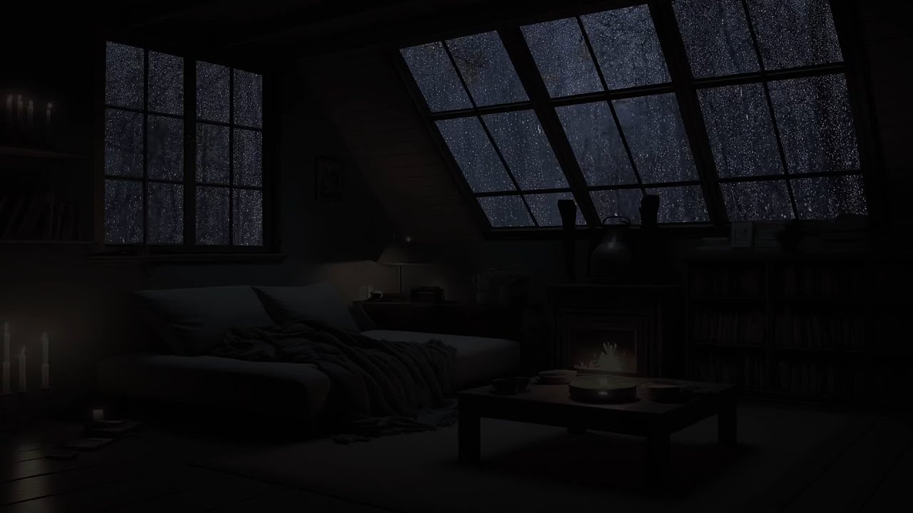 Rain Sound On Window | Thunderstorm Sounds with Fireplace Ambience ...