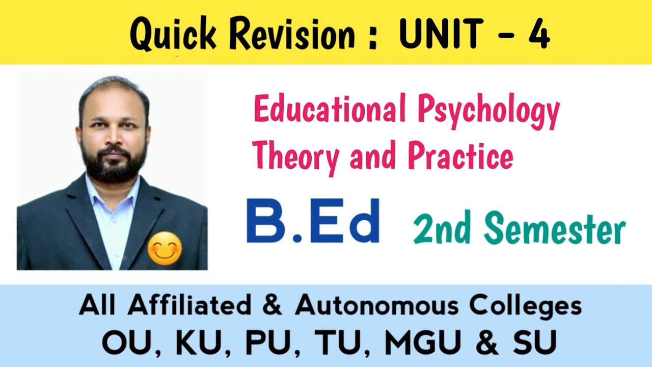 Educational Psychology Theory and Practice Unit 4 Quick Revision 2025 B ...
