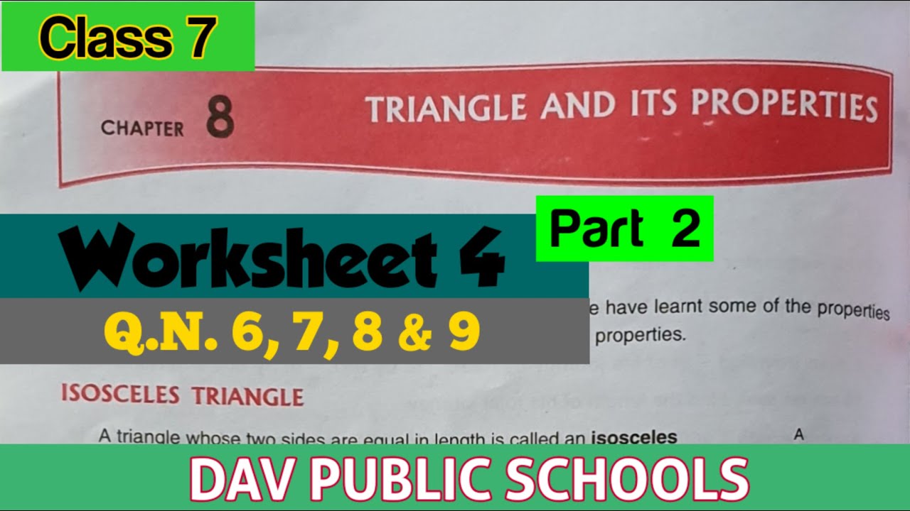 DAV class 7 maths chapter 8 worksheet 4 Q.N. 6, 7, 8 & 9 - YouTube
