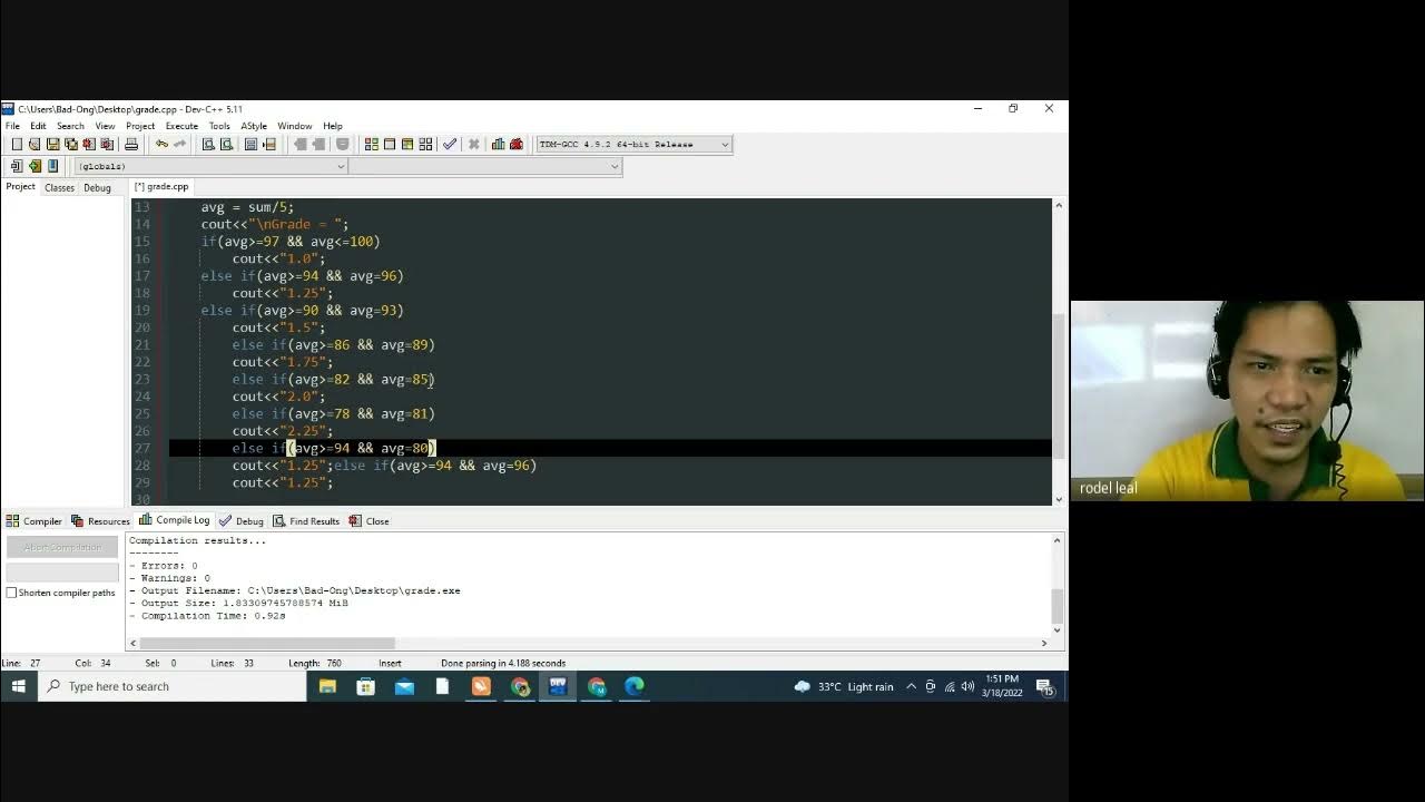 C++ IF statement equivalent grade part 2 - YouTube