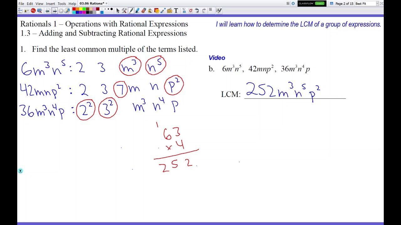 Rationals 1 3 Adding and Subtracting Rational Expressions - YouTube