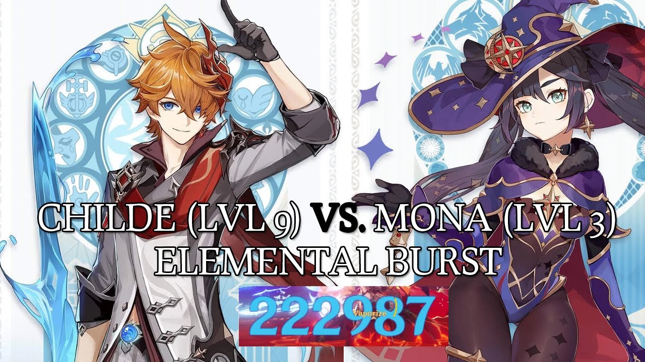 Childe (lvl 9) VS. Mona (lvl 3) ELEMENTAL BURST COMPARISON! - YouTube