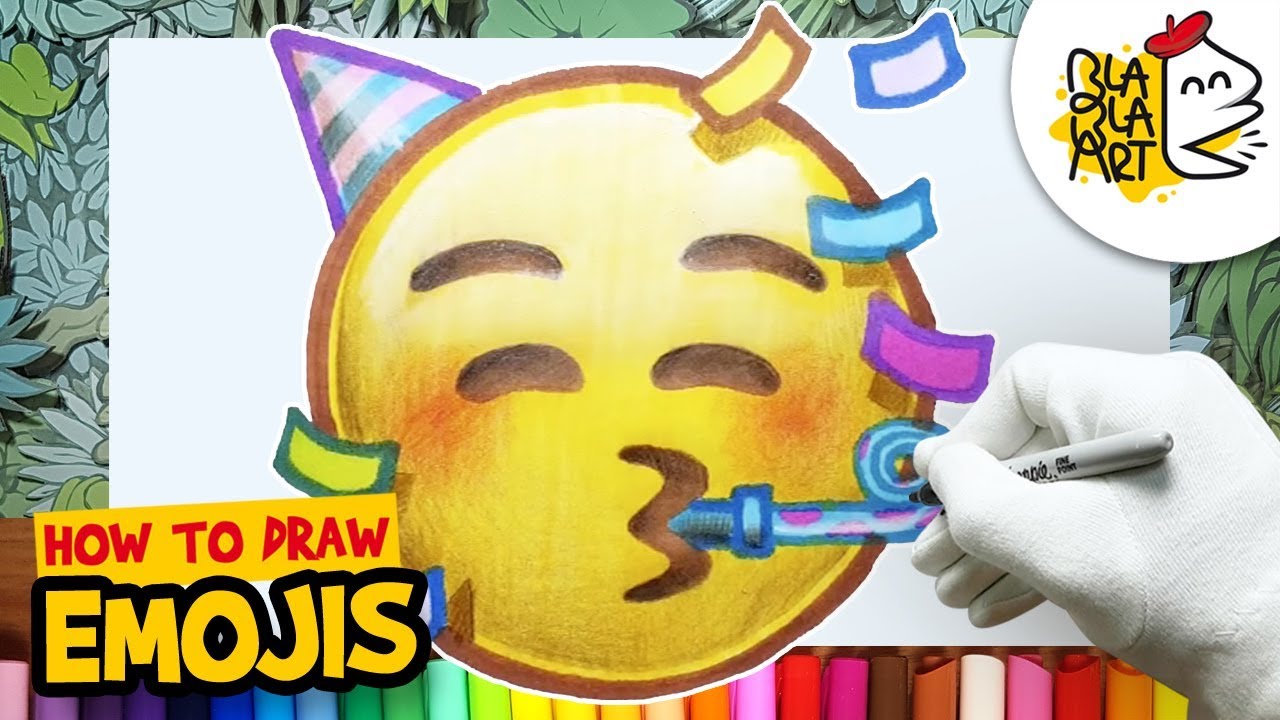 HOW TO DRAW THE PARTY EMOJI | Best Emoji Drawing For Kids | BLABLA ART ...