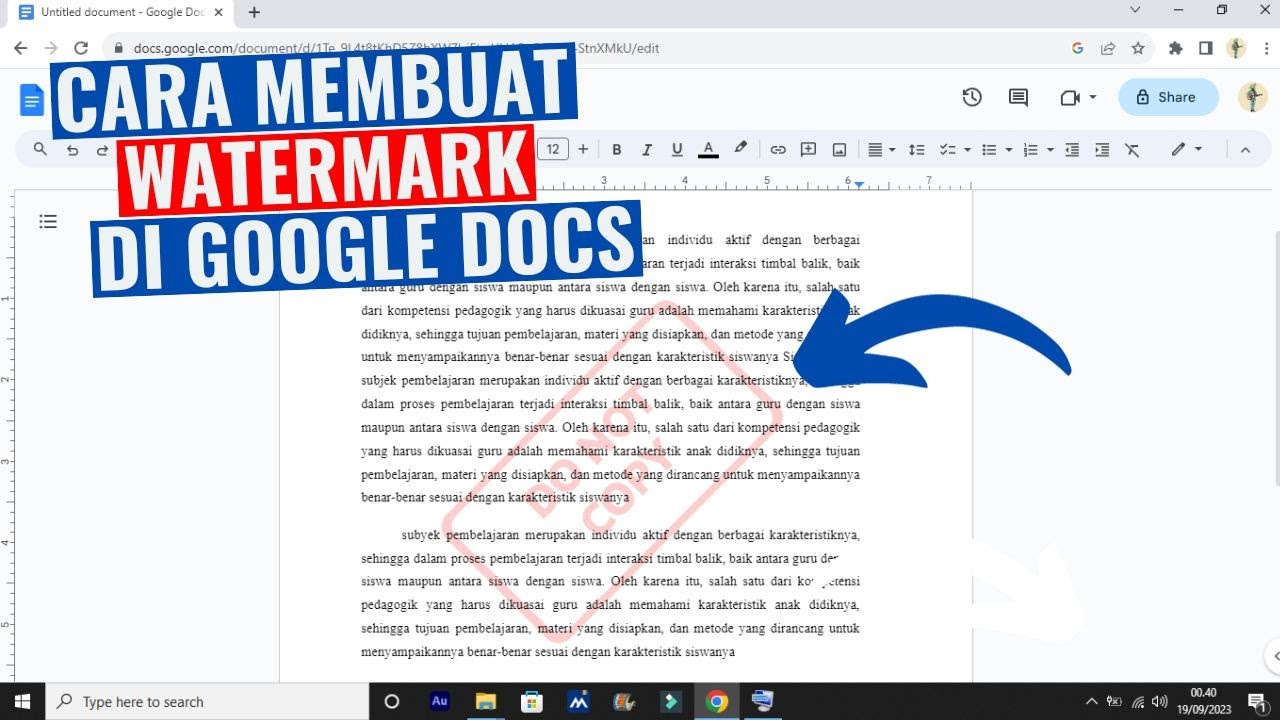 Cara Membuat Watermark di Google Docs - YouTube