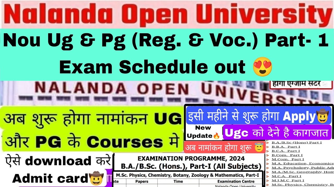 Nalanda open university ug & pg admission update, nou ug & pg part 1 ...