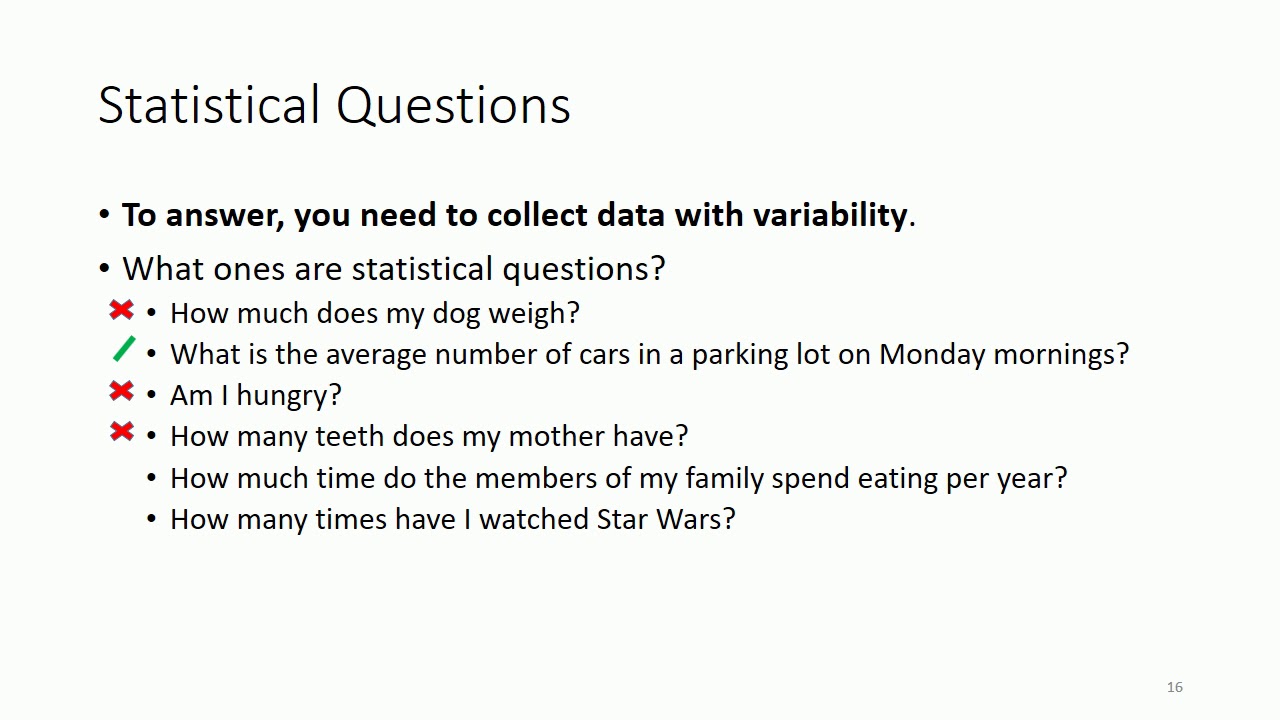 8.3 Statistical Questions - YouTube