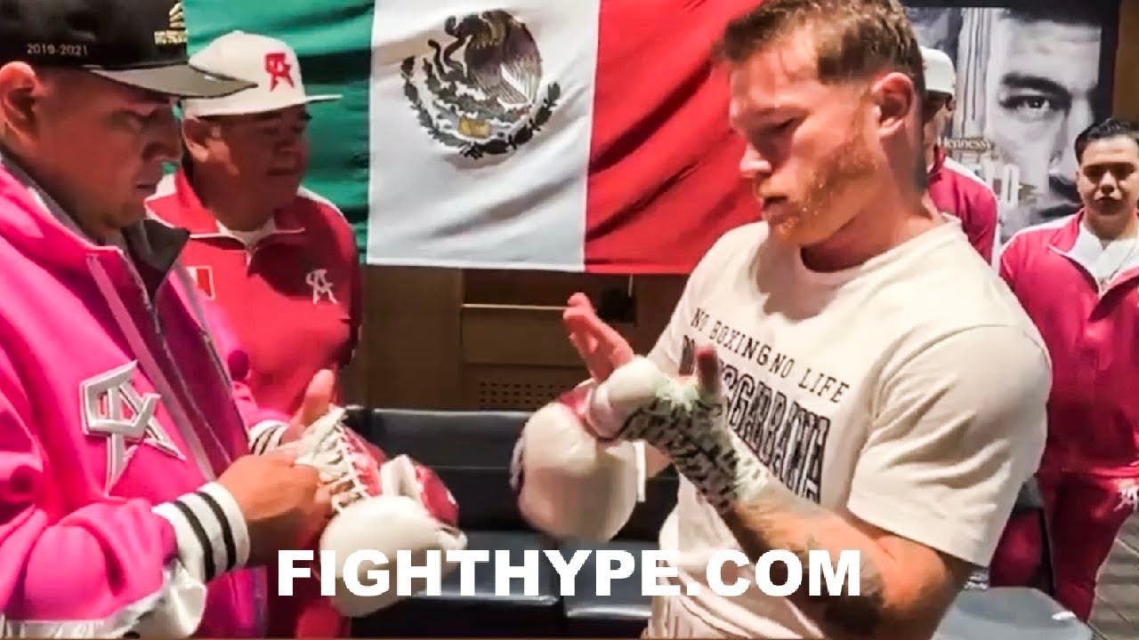 CANELO GLOVES UP MOMENTS BEFORE DMITRY BIVOL CLASH; POUNDS FISTS ...
