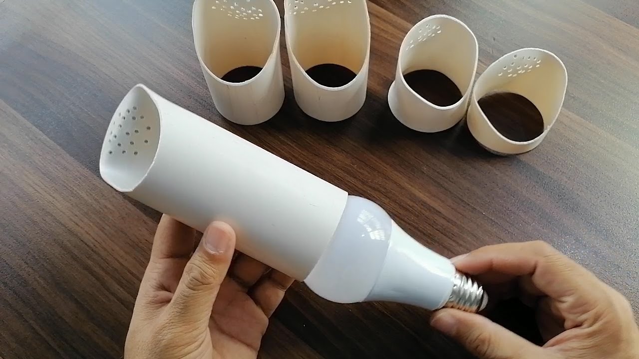 Simple Cut for Bulb Filter Lamp DIY From PVC - YouTube
