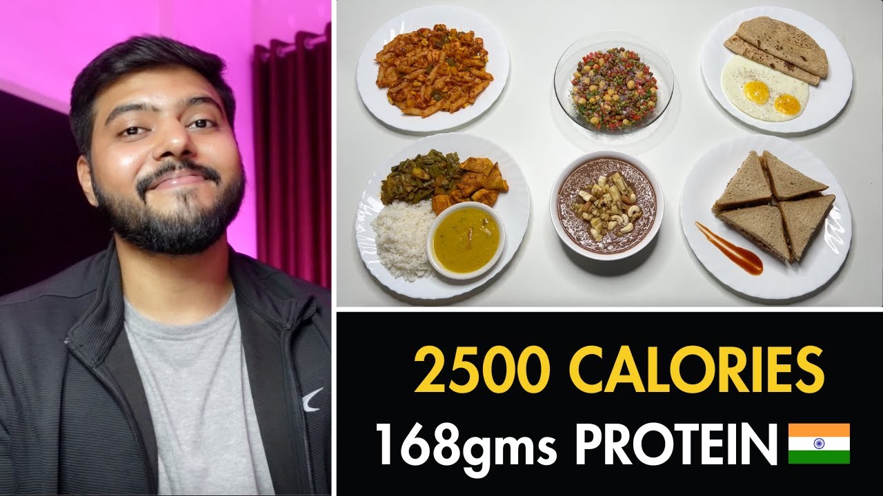 Easy 2500 calorie diet with 168gms of protein ( 6 meals ) - YouTube