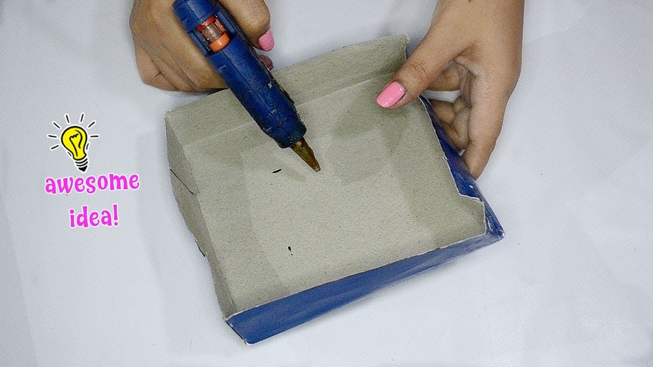 SIMPLE WAY TO REUSE WASTE BISCUIT CARDBOARD BOX Best Reuse Idea - YouTube