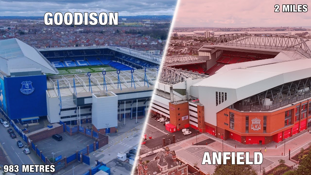 Drone Reveals How Close Anfield and Goodison are! Stunning views of ...