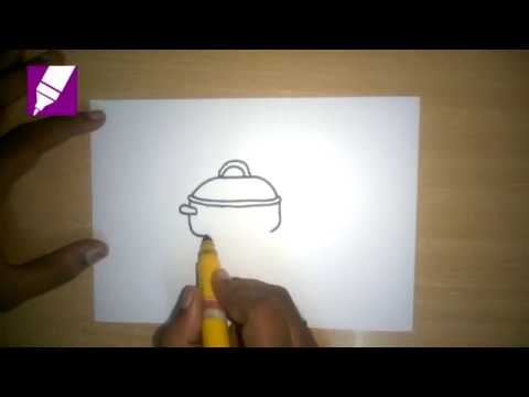 How to draw a Dutch oven | How to draw Kitchen Tools & Items | Easy ...