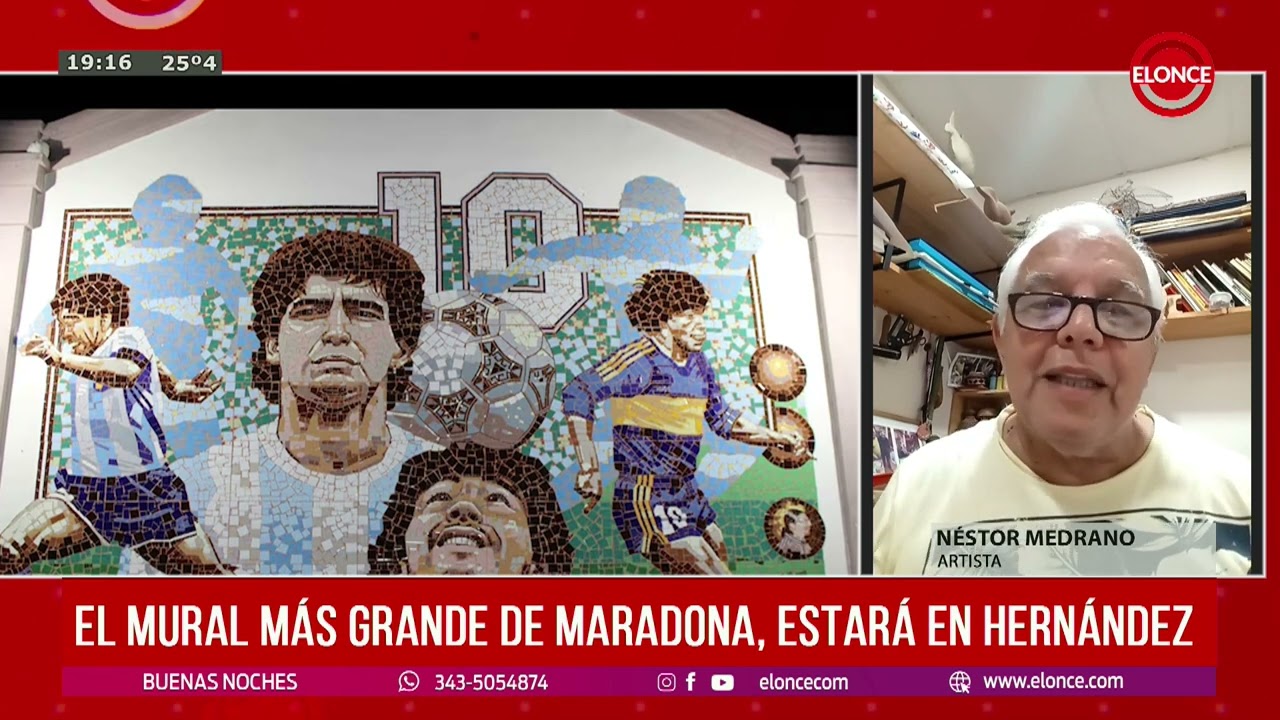 Artista entrerriano construyó un mural enorme de Diego Maradona en ...