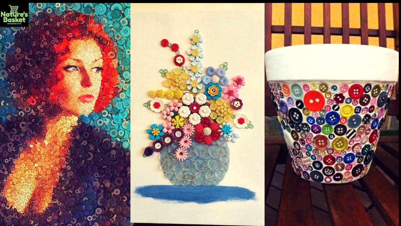 Beautiful DIY Button Arts | Wall Decor Button Arts| Wall Hanging Button ...