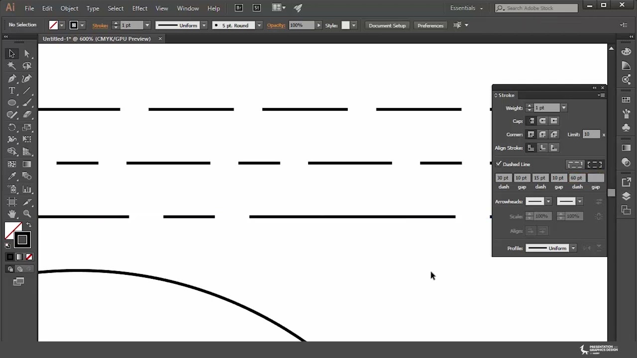 Ai103-07 การสร้างเส้นประในโปรแกรม Adobe Illustrator - YouTube