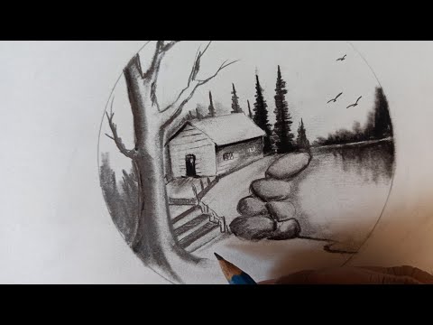 Nature scenery drawing for beginners step by step - YouTube