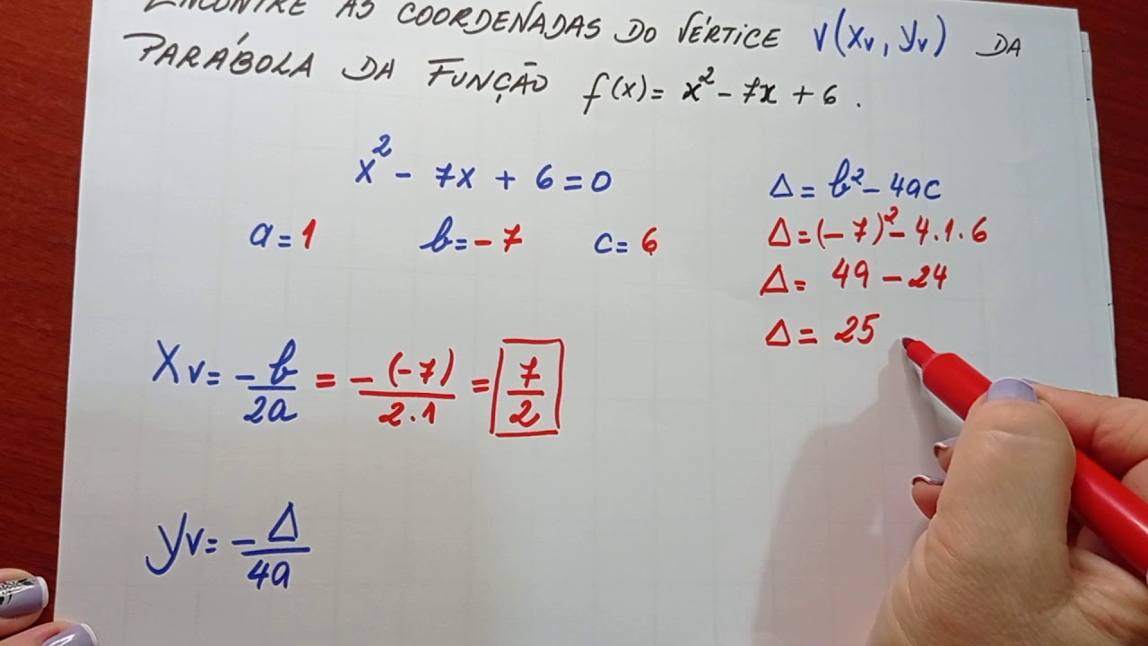 Como Encontrar As Coordenadas Do Vértice De Uma Parábola Youtube