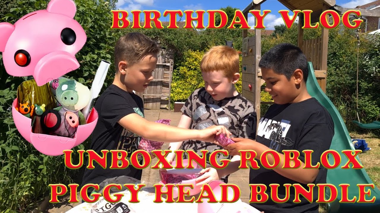 Unboxing Roblox piggy head Bundle ( Birthday vlog ) - YouTube