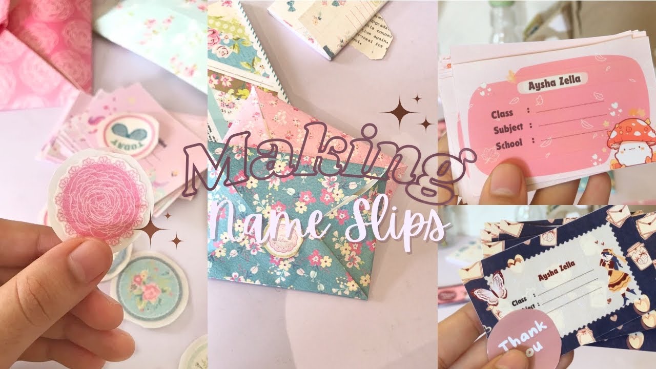 🧸 How To Make Name slips | making and packing ⋆.˚ / Notebook label ...
