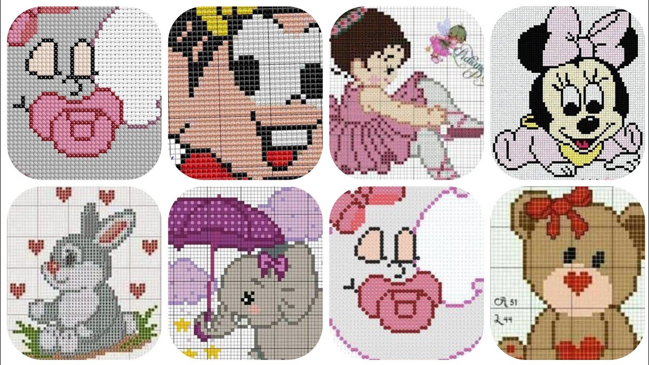 impressive and stylish cross stitch cartoon characters pattern# ...