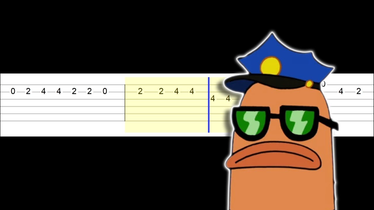 SpongeBob Music Bikini Bottom Police (Easy Guitar Tabs Tutorial) - YouTube