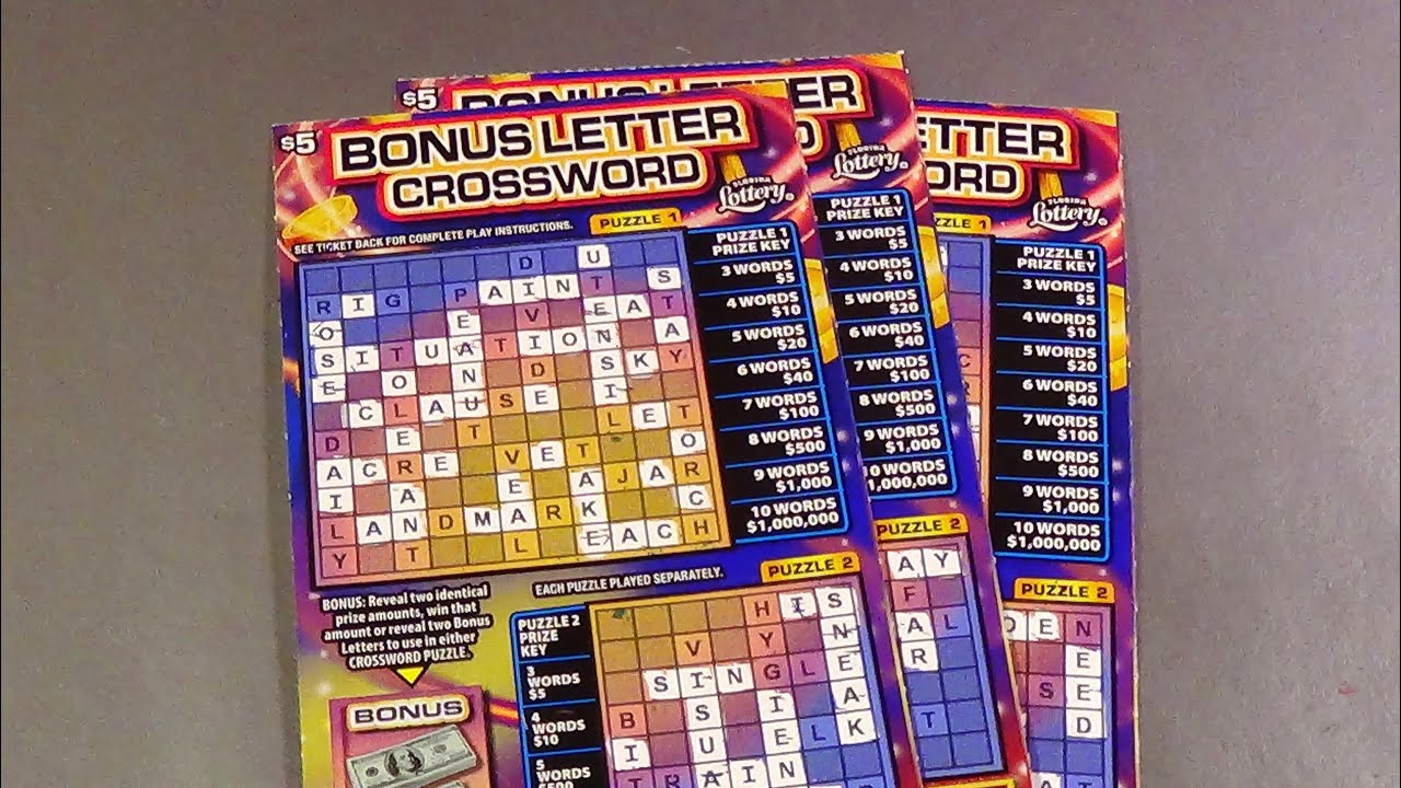 WORDS ON WED. 229: THREE $5 BONUS LETTER CROSSWORD FL Lottery Scratch ...