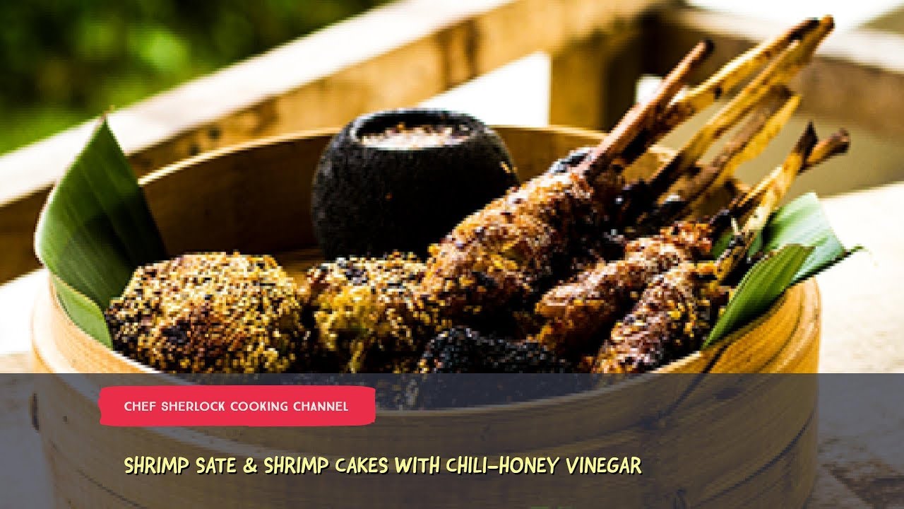 Thai style shrimp cakes and shrimp sate with chili vinegar and Thai ...