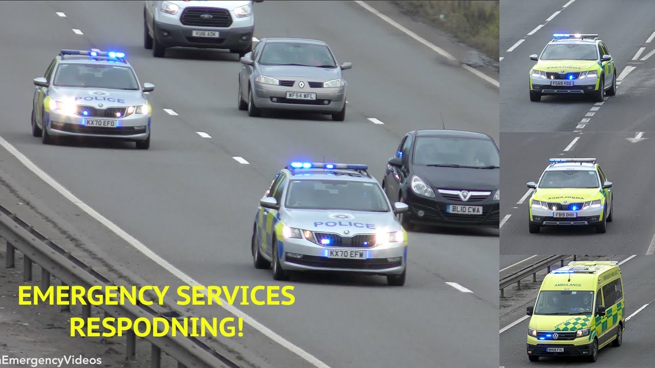 POLICE CONVOY - Multiple Emergency Vehicles Responding with Lights and ...
