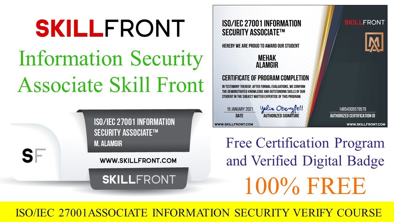 Information Security Associate SkillFront Free Certification Program ...