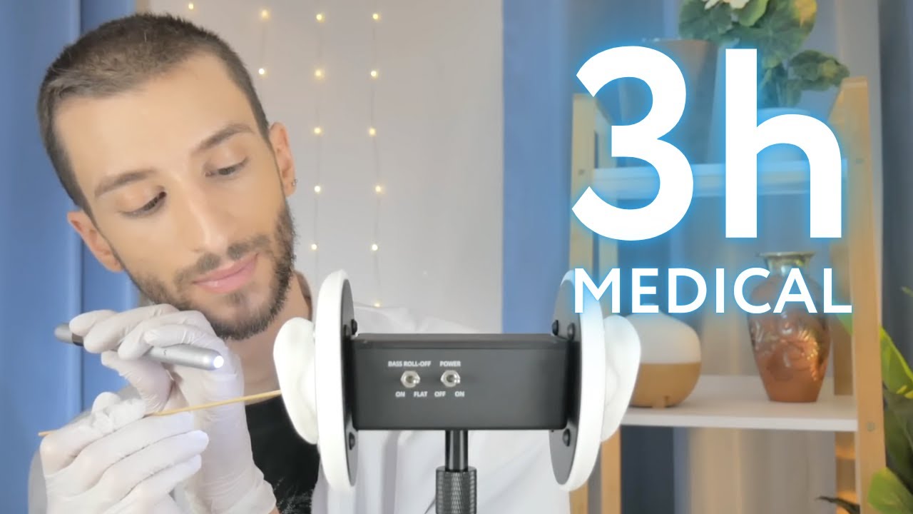 ASMR 3 Hours of Medical Exams - Sleep Clinic, Cranial Nerve Exam, Ear ...