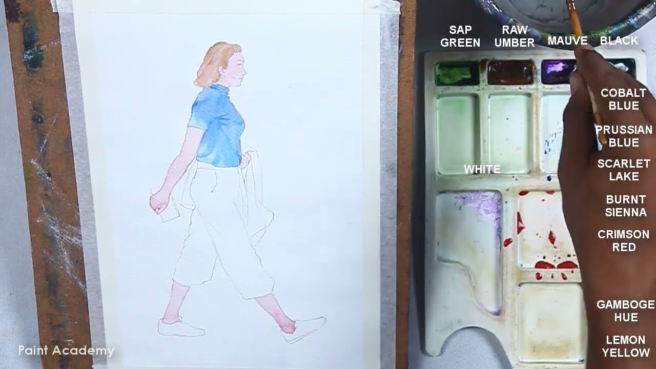 Watercolor Woman Drawing & Painting | Woman Running Posture | steps to ...