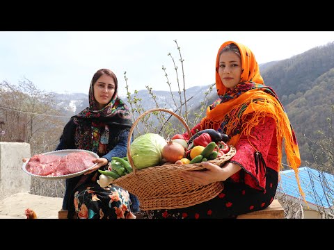 Köfte ve Taze Sebzelerle Doldurulmuş Lahana ve Patates ♧ Lezzetli Kırsal Tarif