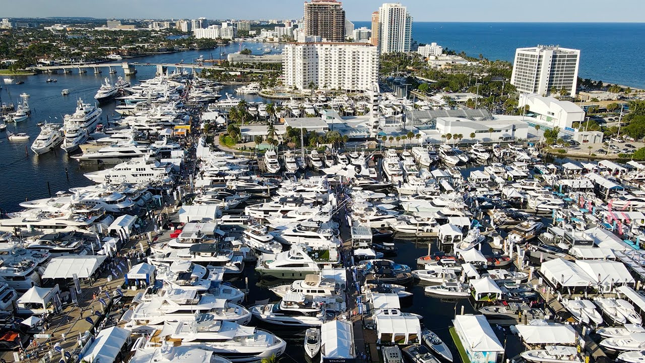 FORT LAUDERDALE INTERNATIONAL BOAT SHOW FLIBS 22 (VIDEO FROM DRONE ...