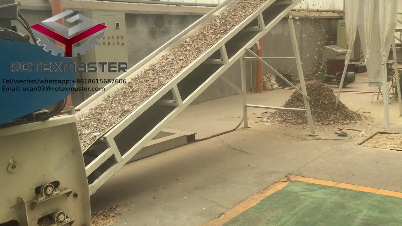 Waste carton paper grinding shredder - YouTube