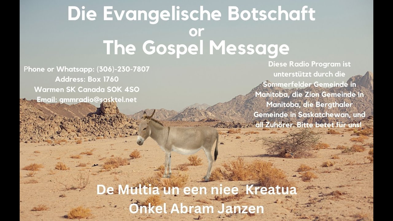 De Multia en een Niee Kreatua (Low German/Plautdietsch Andacht von ...