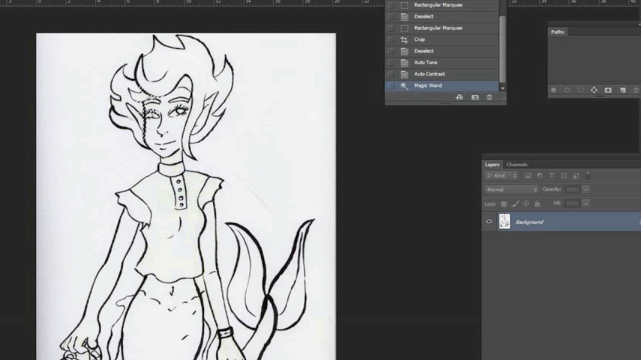 Scan and transfer line art using Photoshop - YouTube