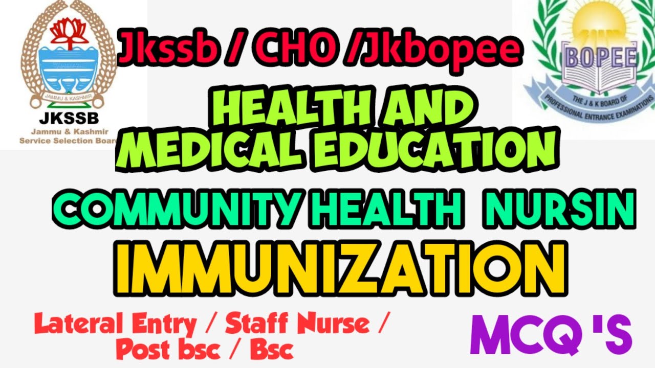 Immunization Community health Nursing MCQ||Jkssb /Jkbopee/lateral entry/Post bsc/Bsc/cho - YouTube