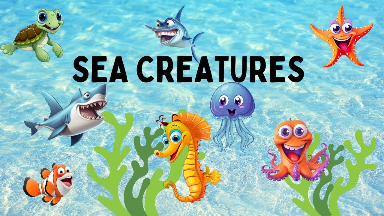 Names of Sea Animals for Kids | Let's learn Sea Creatures | Learning ...
