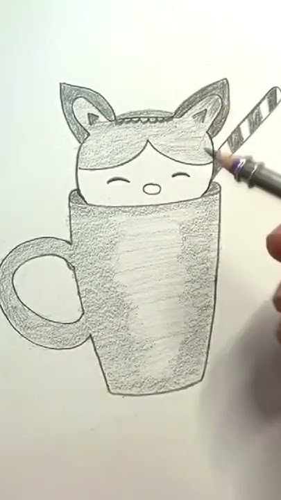 تعلم رسم قطه كيوت تجلس فى كأس سهله Youtube