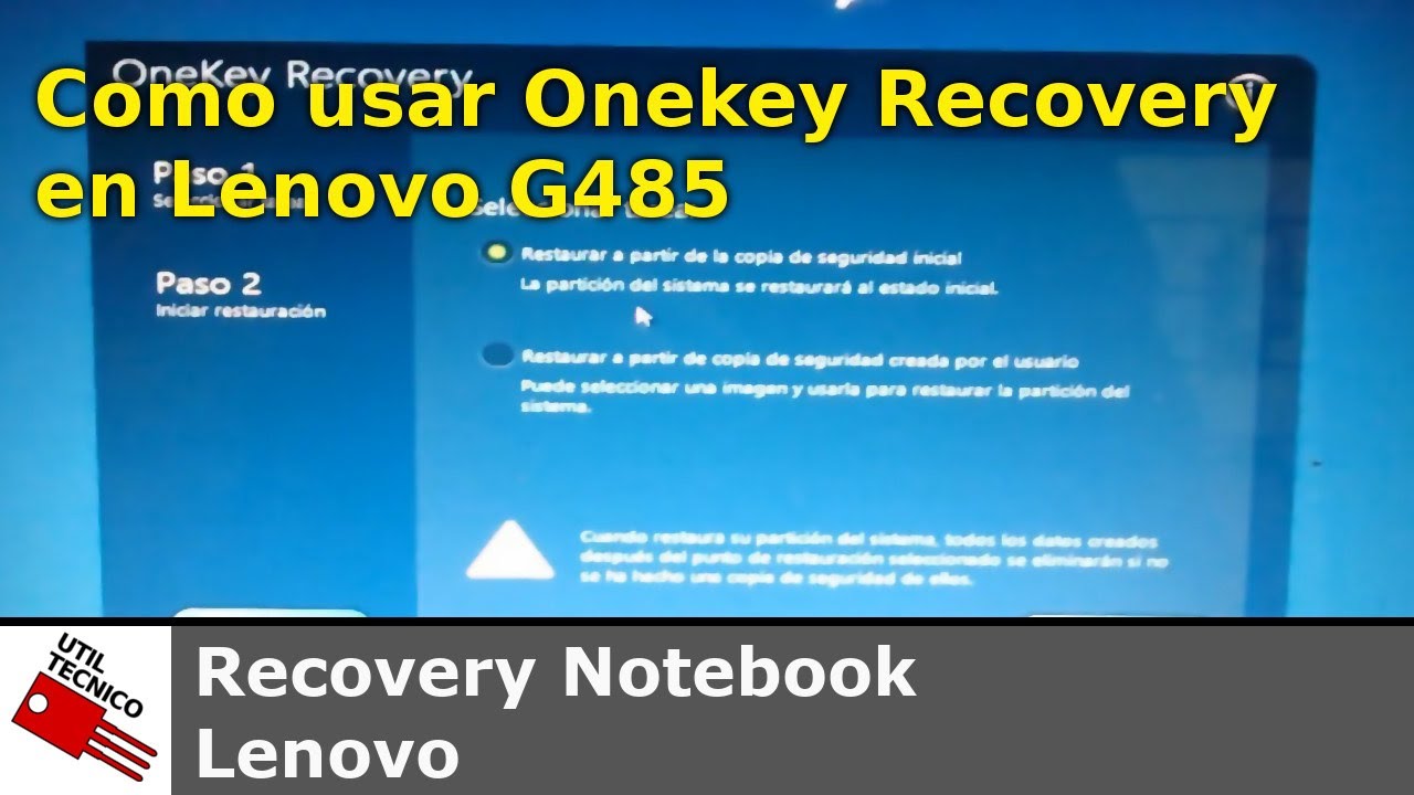 Como usar Onekey Recovery en Lenovo G485 - YouTube