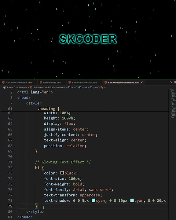 Rain Name Star Animation #coding #html #css #shortvideo #shorts #codingtutorial @CodeWithHarry ...