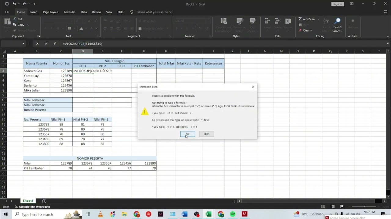 RUMUS VLOOKUP HLOOKUP SUM IF MIN MAX EXCEL - YouTube