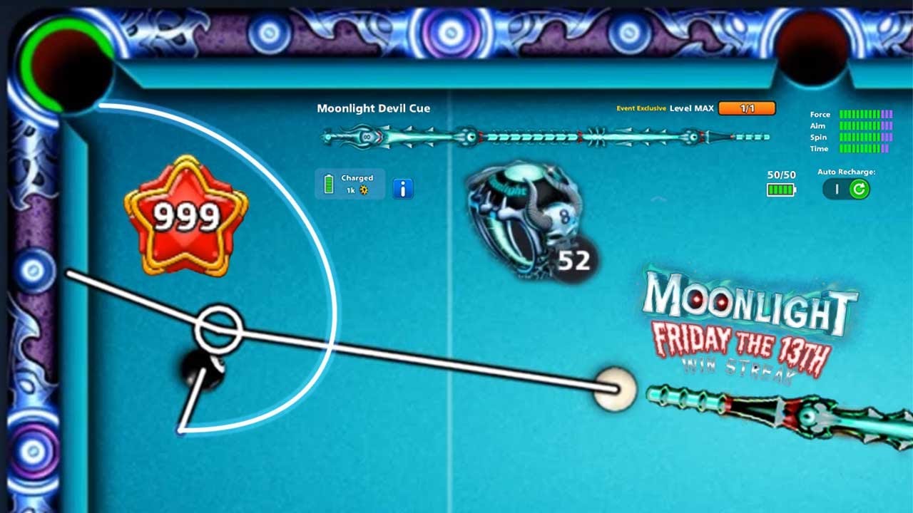 Moonlight Devil Cue Level Max 🙀 Level 999 And 52 Ring Win Streak 8 ball pool - YouTube